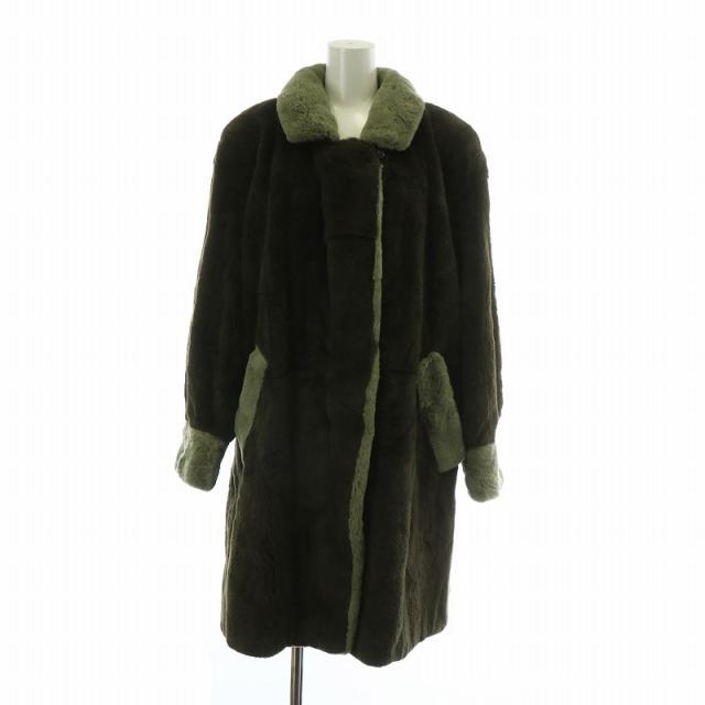 【中古】ALESSIO CARRARA by NAKAMURA ファーコート アウター 毛皮 シェアードミンク バイカラー 9〜11 M〜L カーキ