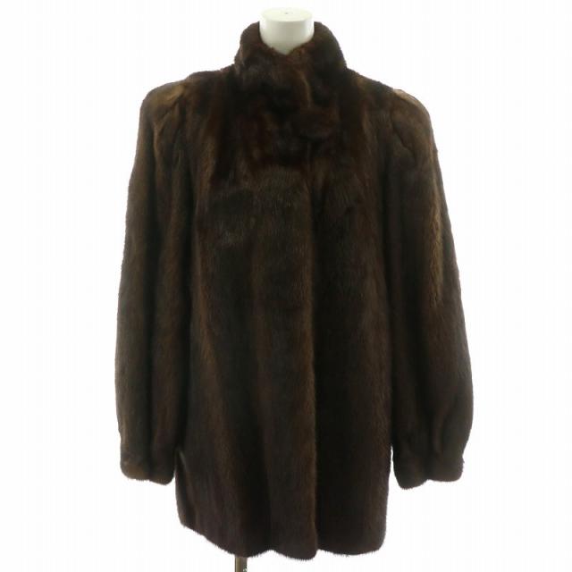 【中古】ランブルトン Rambulton ファーコート ミンク ダークミンク 毛皮 総裏地 11号 L 茶色 ブラウン