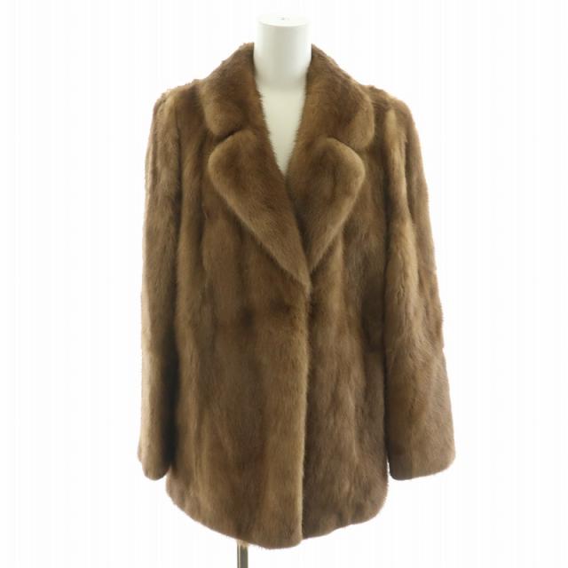 【中古】パリオン PARION ファーコート 毛皮コート ミンク ハーフ 大きいサイズ 13 XL 茶 ブラウン