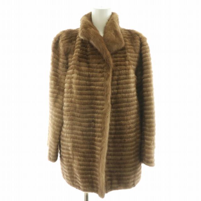 【中古】Onward オンワード Gramorly グラマリー ファーコート 毛皮コート ミンクファー ハーフ 11 L 茶 ブラウン