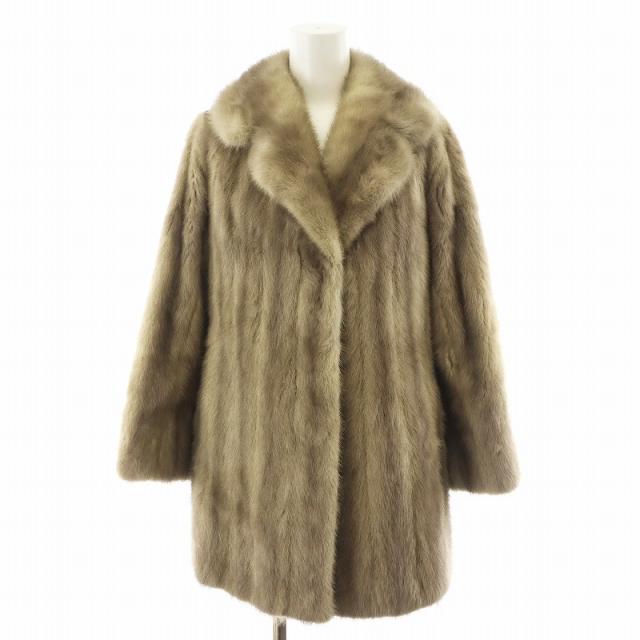【中古】ノーブランド 毛皮コート ファーコート ミドル丈 サファイアミンク アウター 9 ベージュ /AN17 ■GY18 ■MT