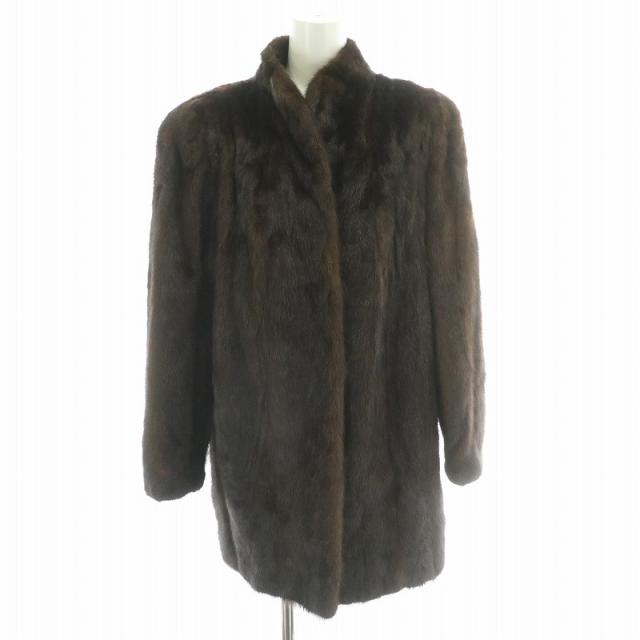 【中古】ノーブランド 毛皮コート ファーコート ミンク 11 L 茶 ブラウン /MW