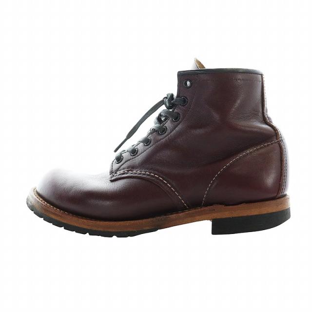 【中古】レッドウィング REDWING ベックマンブーツ ハイカット ロゴ レザー US7 25cm 赤 レッド ブラックチェリー