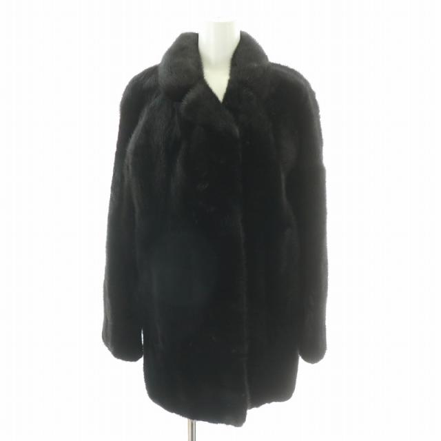 【中古】ノーブランド ファーコート 毛皮コート ミンク ハーフ 大きいサイズ 13 XL 茶