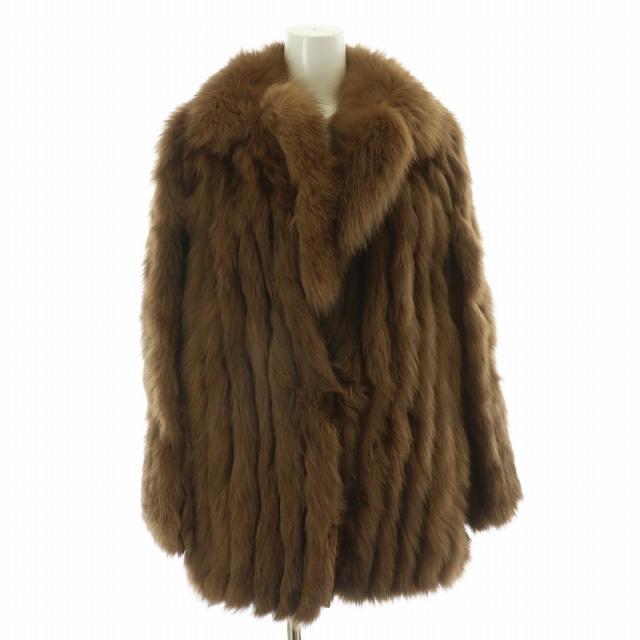 【中古】ノーブランド ファーコート 毛皮コート フォックスファー ハーフ 11 L 茶 ブラウン /MW