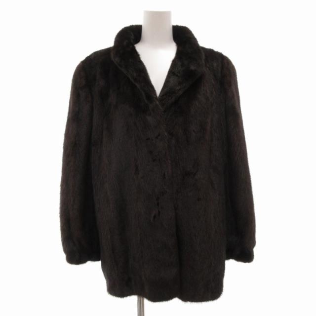 【中古】マルヴォワジー Malvoisie ファーコート ミンク 毛皮 ハーフ丈 茶 ダークブラウン ■GY18 /TZ レディース