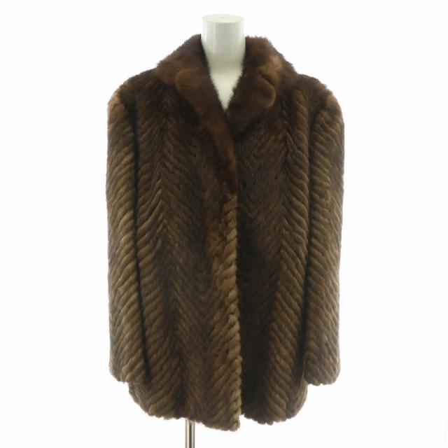 【中古】ノーブランド ファーコート 毛皮コート ミンク ハーフ 11 L 茶 ブラウン /MW
