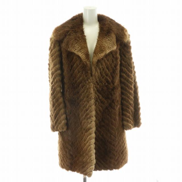 【中古】ノーブランド 毛皮コート ファーコート ミンクファー ハーフ 茶 ブラウン /MW