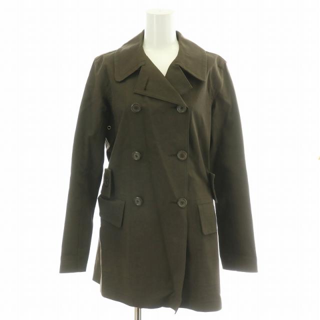 【中古】ルイヴィトン × マッキントッシュ ゴム引きコート レインコート ハーフ 裏地ダミエ 36 S カーキ 茶