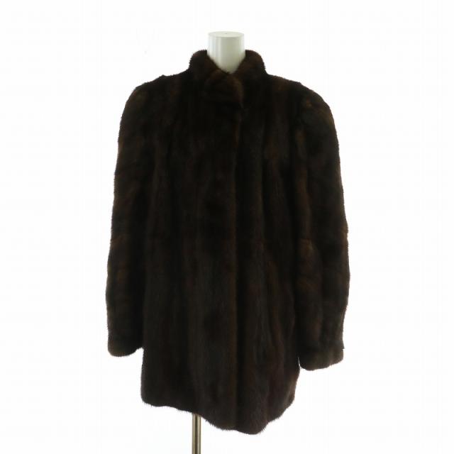 【中古】ムーンバット MOON BAT フォンド FOND ファーコート アウター 毛皮 ミンク ミドル 肩パッド 13 XL 茶色