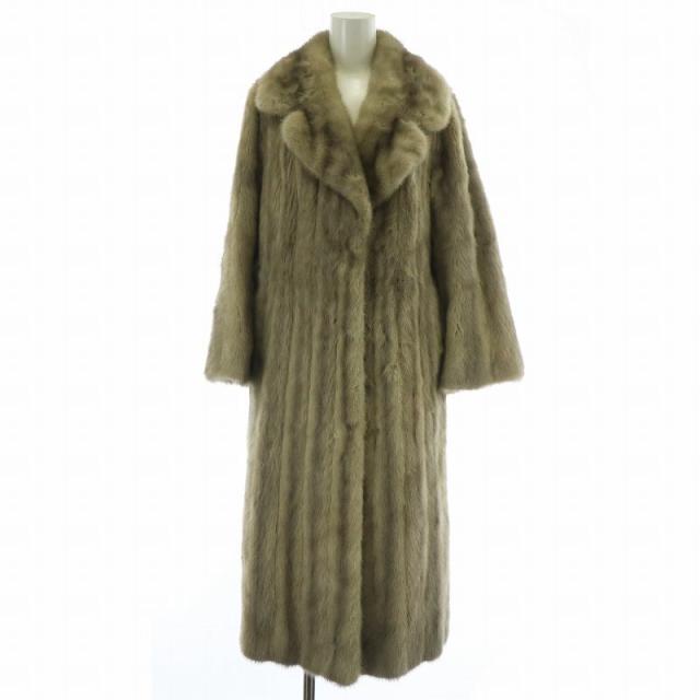 【中古】ラグレース La grace 銀座グレース サファイアミンクファー ロング コート アウター 毛皮 グレー レディース