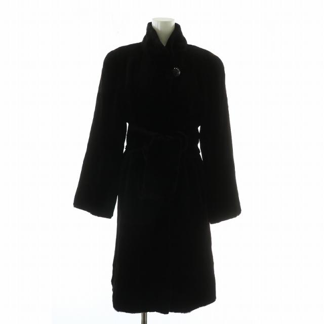 【中古】ヴァレンティノ ヴァレンチノ  VALENTINO Furs シェアードミンク ロングコート アウター 毛皮 ベルト F 茶