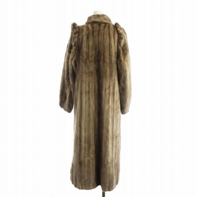 ノーブランド ファーコート 毛皮コート ミンク ロング 11 L 茶