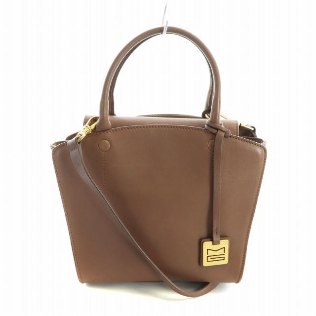 【中古】マウロゴヴェルナ マウロゴベルナ MAURO GOVERNA 2WAY ハンドバッグ ショルダー レザー ゴールド金具 茶