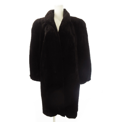 【中古】OS FUR ファーコート シェアードミンクファー 毛皮 ロング丈 ボリューム F マルーン /CK8 ■GY18