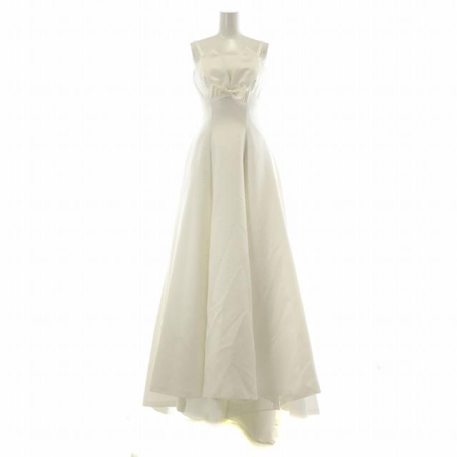 【中古】more more ウェディングドレス エンパイアライン リボン オフショルダー 5号 S 白 ホワイト /MW