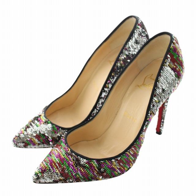 【中古】Christian louboutin パンプス スパンコール ポインテッドトゥ ハイヒール 36 23cm マルチカラー