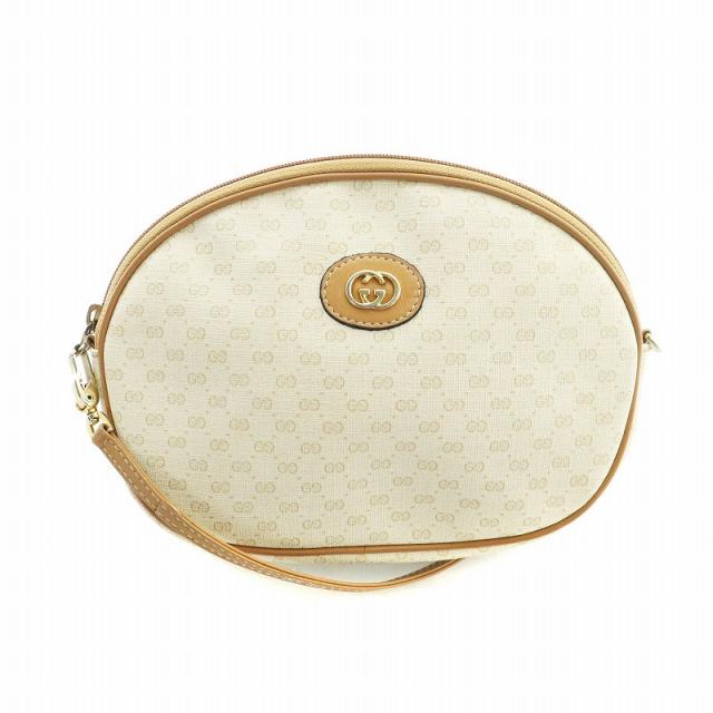 【中古】グッチ GUCCI ショルダーバッグ 斜めがけ ロゴ PVC GGスプリーム柄 GGモノグラム ベージュ