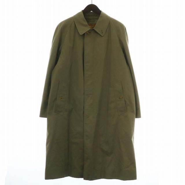 【中古】Burberrys ステンカラーコート アウター ロング 比翼ボタン ライナー付き 内側ノバチェック 92-170 M カーキ
