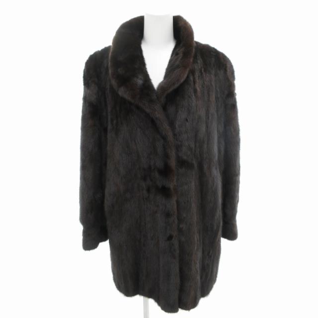 【中古】ノーブランド コート ミンクファー ミドル丈 F 茶 ブラウン /HO ■GY18 レディース