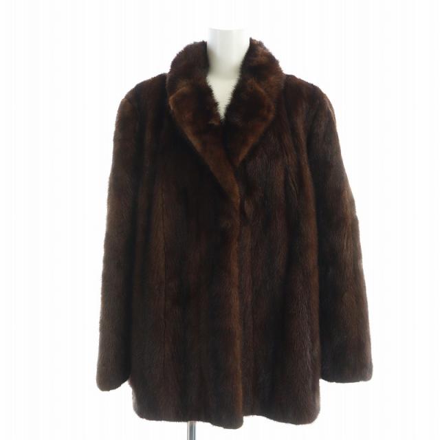 【中古】ギンザ ベル GINZA Bella 毛皮コート ミンクファー 長袖 総裏地 ミドル 15 XXL 茶 ブラウン