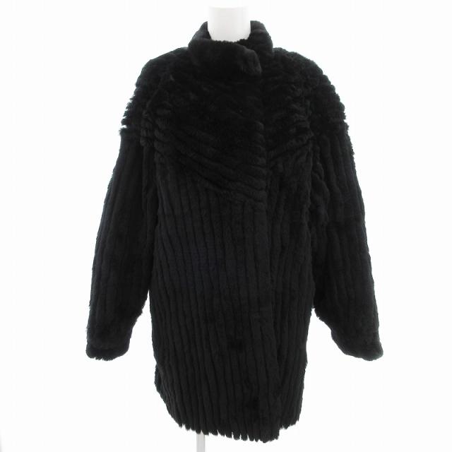 【中古】サガフォックス SAGA FOX 銀サガ ファーコート 毛皮 フォックスファー ハーフ丈 LL 黒 ブラック
