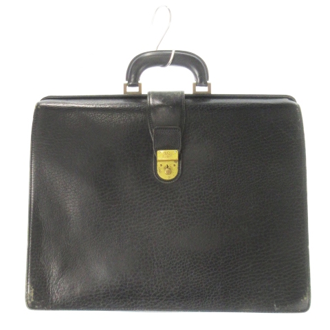 【中古】バーバリーズ ヴィンテージ ダレス ドクターバッグ ビジネス 書類カバン ブリーフケース レザー シボ革 黒