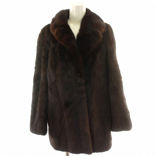 【中古】ファーコート ミドル ハーフ ミンクファー 毛皮 総裏地 6号 茶 ブラウン /MP ■GY18 レディース