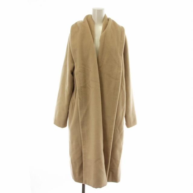 【中古】マックスマーラ MAX MARA 白タグ ガウンコート アウター ウール カシミヤ混 ロング 38 S ベージュ 32/02/223