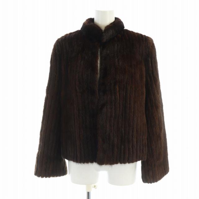【中古】サガミンク SAGA MINK 銀サガ 毛皮コート ミンクファー 長袖 総裏地 13 LL 茶 ブラウン