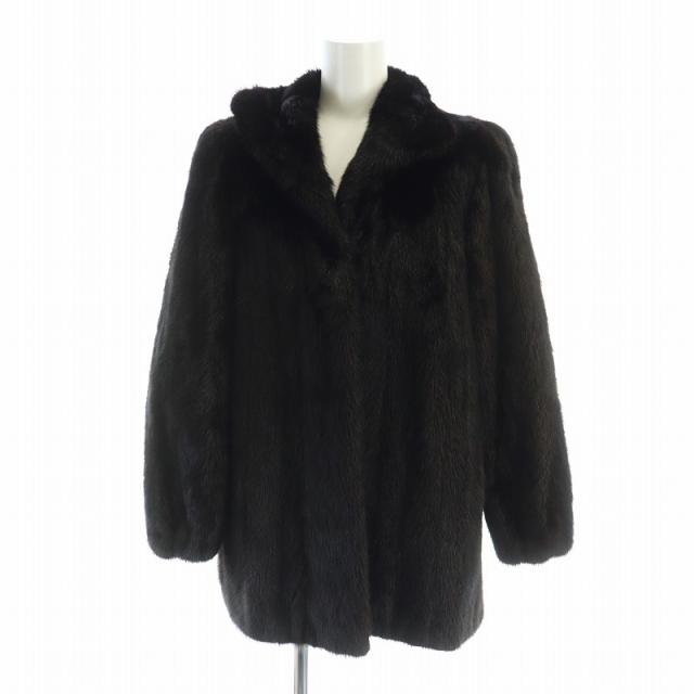 【中古】ミツコシ MITSUKOSHI NOWELLE SAGAMINK 金サガ 毛皮コート ミンクファー 長袖 総裏地 ミドル