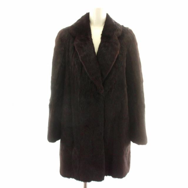 【中古】ファーコート ミドル ハーフ ロング ミンク 毛皮 総裏地 11号 濃茶 ダークブラウン /MP ■GY18 レディース