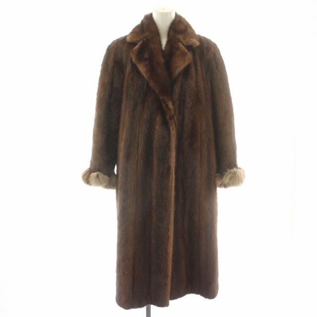 【中古】KAZUMI ファーコート ロング ミンク 毛皮 総裏地 茶 ブラウン  /MP ■GY11 レディース