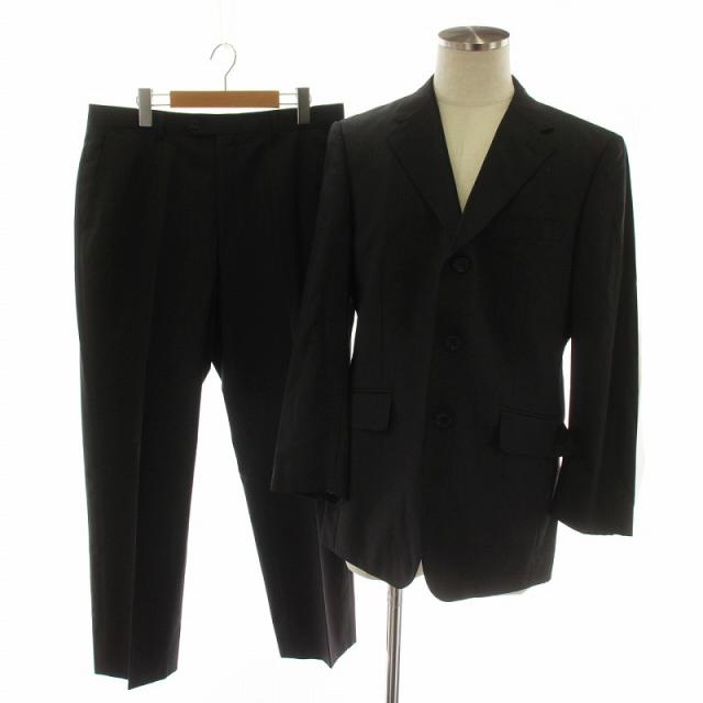 【中古】PAUL SMITH LESSONA SUPERCLASS 120 スーツ セットアップ テーラードジャケット シングル スラックス M2 黒