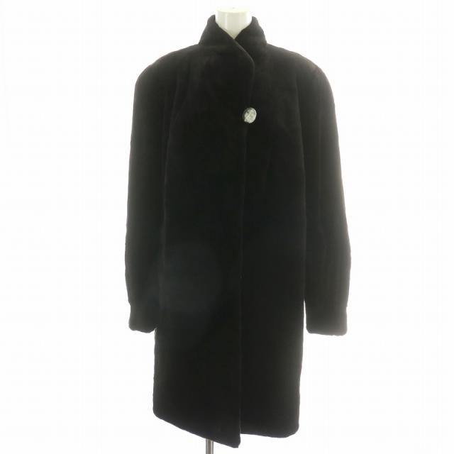 【中古】アメリカンファーアワード AMERICAN FUR AWARDS 四つ星 シェアード ミンクファー コート ロング 毛皮 黒