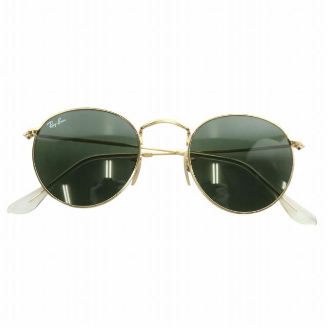 【中古】レイバン RAY BAN ROUND L 眼鏡 サングラス メタルフレーム カラーレンズ 47□21 ゴールド色 RB3447