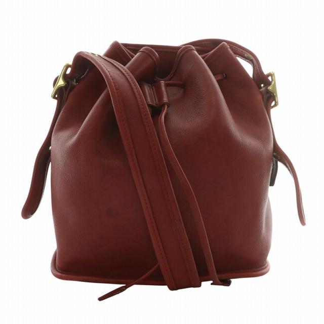 【中古】コーチ COACH オールドコーチ ヴィンテージ USA製 9952 ショルダーバッグ 巾着 レザー 赤 レッド レディース