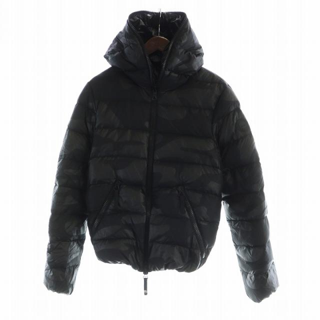 【中古】デュベティカ DUVETICA ハイドロゲン HYDROGEN ダウンジャケット 長袖 ジップアップ カモフラ 迷彩柄 46 黒