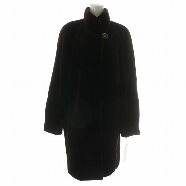 【中古】未使用品 グレ GRES PARIS シェアードミンク ファー ロング コート アウター 毛皮 F 茶 ブラウン レディース