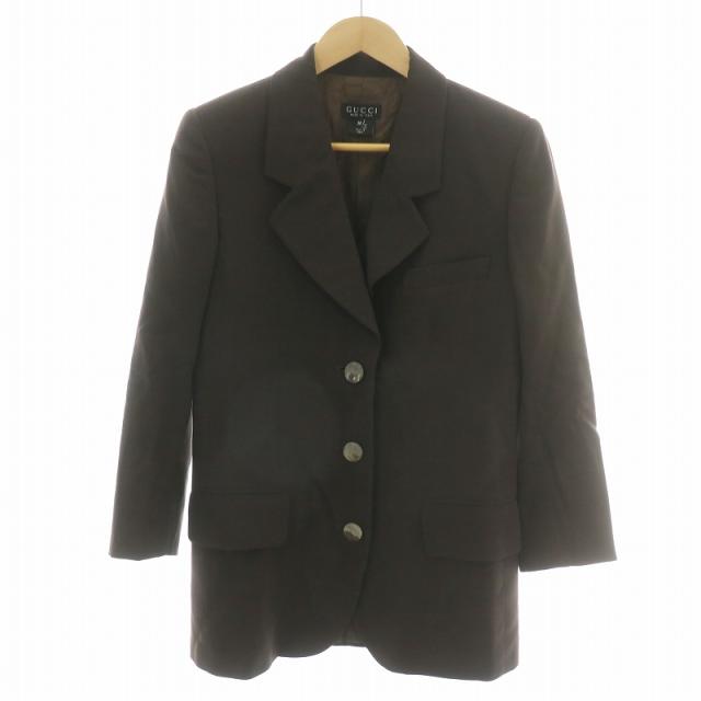 【中古】グッチ GUCCI ヴィンテージ テーラードジャケット アウター 長袖 3B ノーベント ウール 総裏地 38 S 茶
