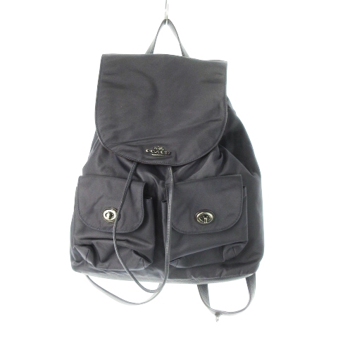 【中古】コーチ COACH リュックサック デイパック ナイロン レザー 革 ロゴ グレー F58814 /CK5 ■GY18 レディース