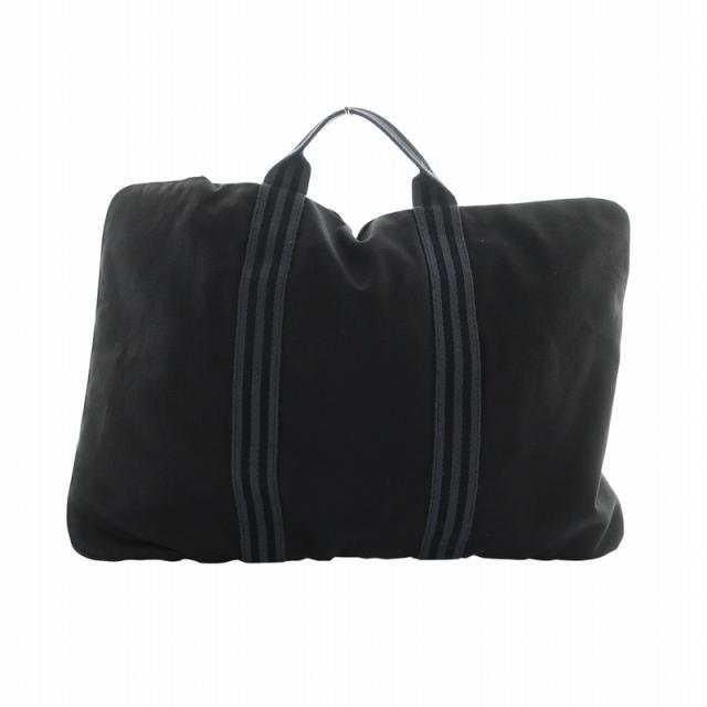 【中古】エルメス HERMES フールトゥ ポルト ドキュマン ブリーフケース 書類カバン キャンバス サイドジップ 黒