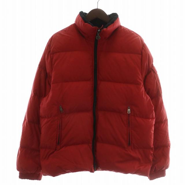 【中古】MONCLER BAZILLE ダウンジャケット アウター ナイロン ハイネック ジップアップ ロゴ ワッペン 0 S 赤