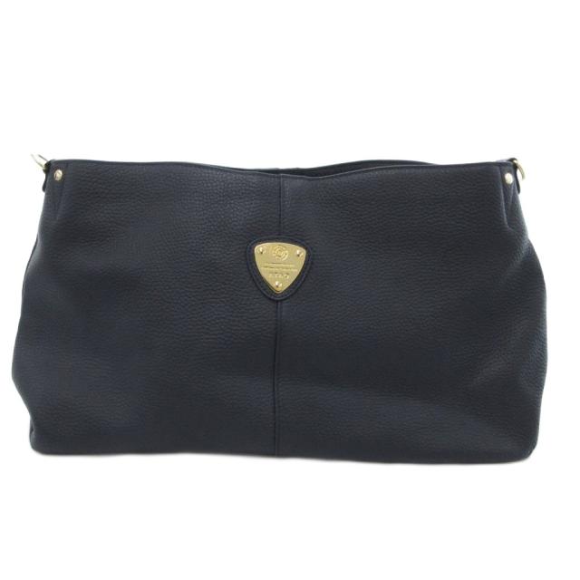 【中古】チヴィ chivy ATAO アタオ ショルダーバッグ レザー 革 プレートロゴ 紺 ネイビー /JS ■GY18 メンズ