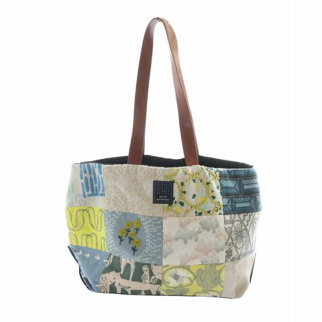 【中古】ミナペルホネン mina perhonen piece light mix ピースバッグ トートバッグ ハンド パッチワーク レザー