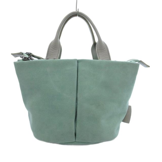 【中古】豊岡鞄 2way ハンドバッグ ショルダー スエードレザー 革 型押しロゴ 緑 グリーン /JS レディース