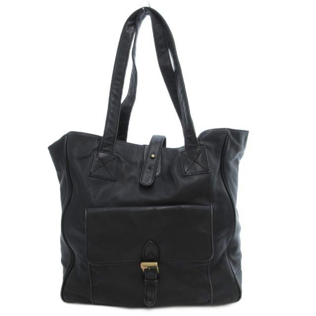 【中古】ラルフローレン RALPH LAUREN トートバッグ レザー 革 マルチポケット 大容量 ロゴ 黒 ブラック /JS ■GY18