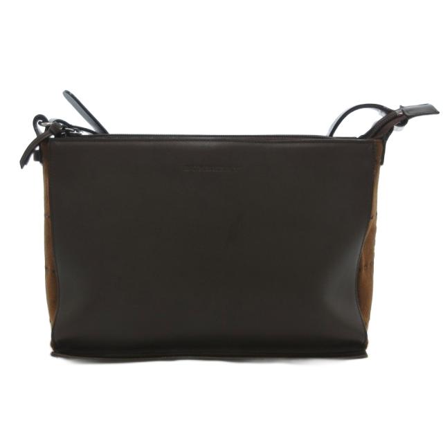 【中古】バーバリー ロンドン BURBERRY LONDON ワンショルダーバッグ レザー スエード ロゴ ステッチ 茶 ブラウン