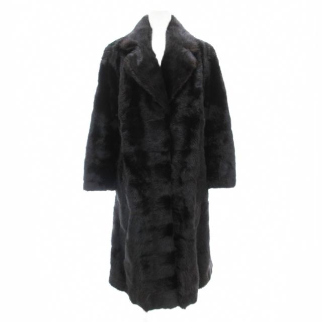 【中古】デラックスファー DELUXE FUR ファーコート ブラックミンクファー 毛皮 ロング丈 LL 大きいサイズ 黒
