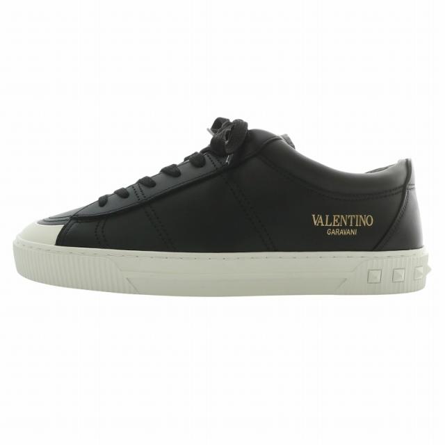 【中古】VALENTINO GARAVANI スニーカー レザー ローカット ロックスタッズ 43 28cm 黒 S1F90Y2